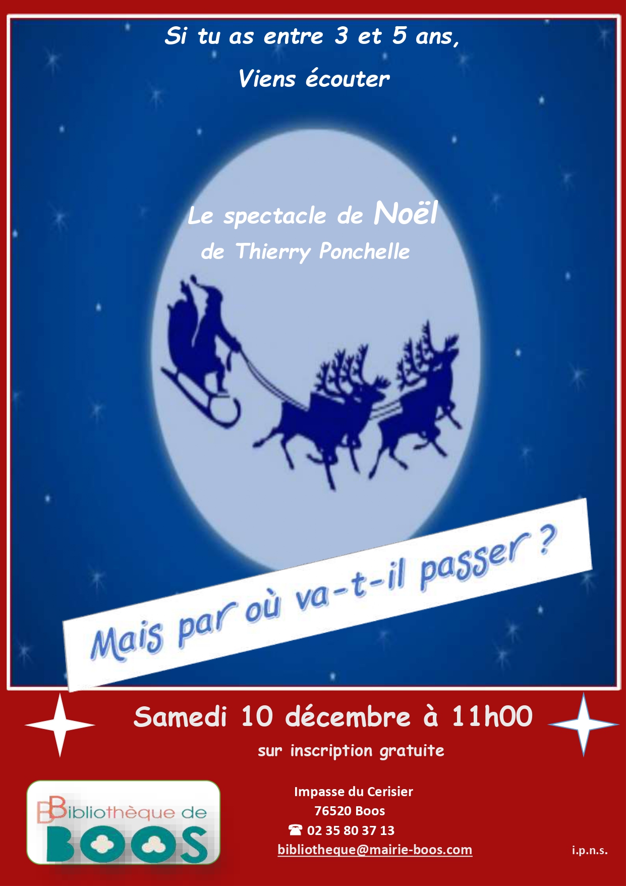 Mairie de Boos - Spectacle de Noël - bibliothèque - Mairie de Boos