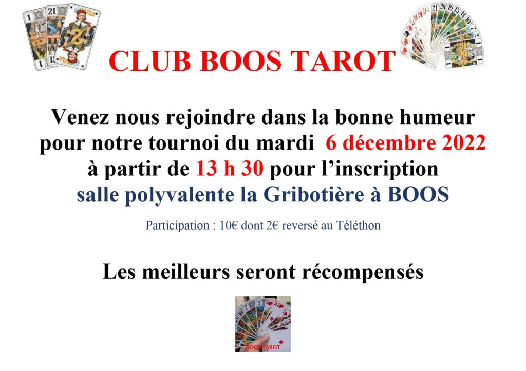 Mairie de Boos - Téléthon 2022 - Tarot - Mairie de Boos